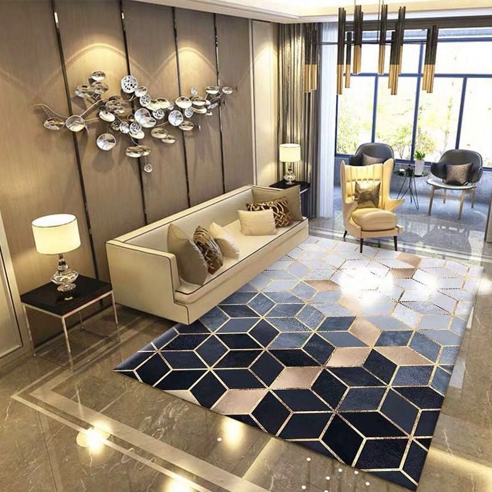 Nordic 3D Stereo metal Golden Printing Carpets for Living Room Bedroom ...