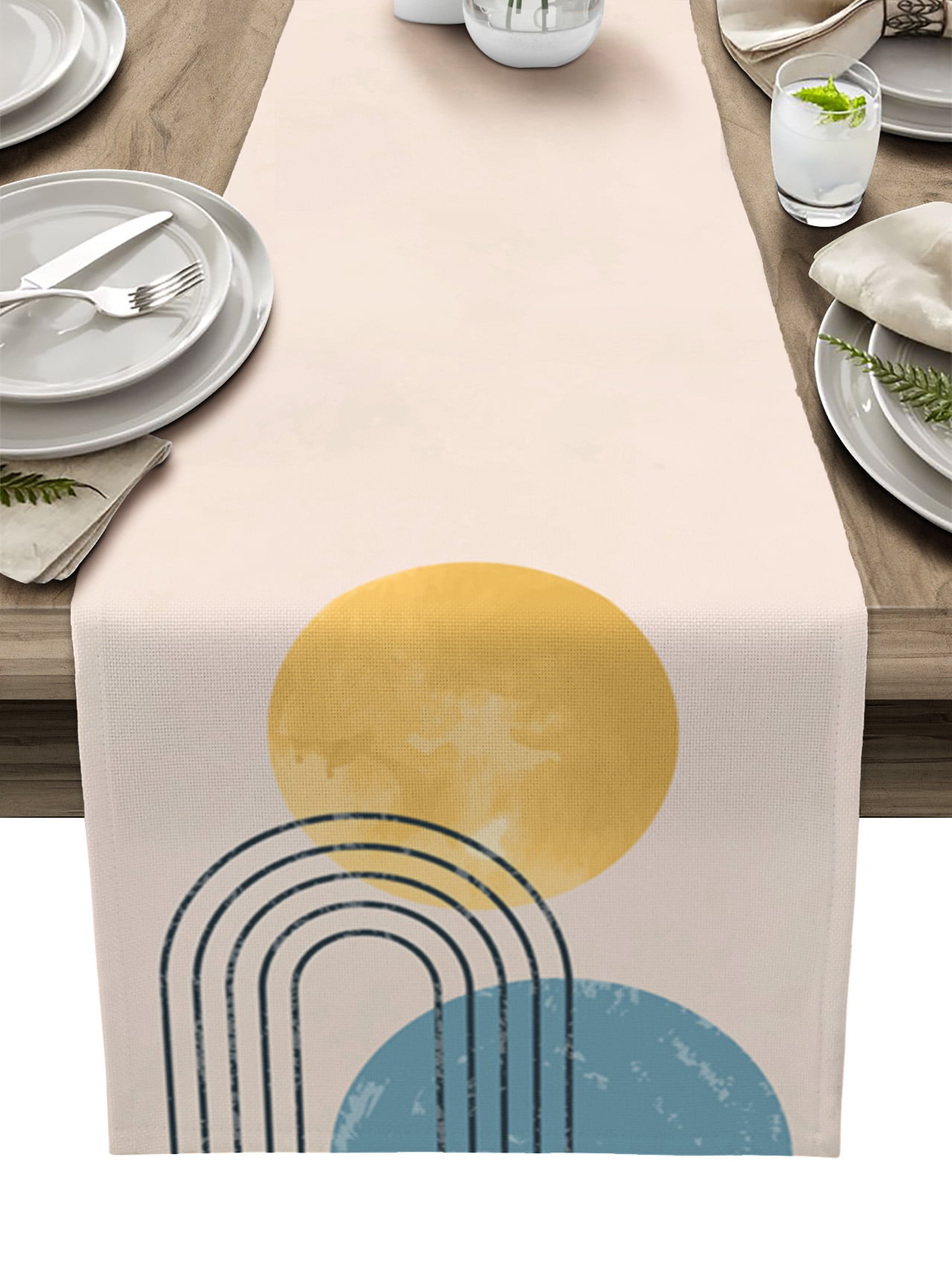 Nordic Abstract Gouache Dining Table Runner Country r Anti-stain Table ...
