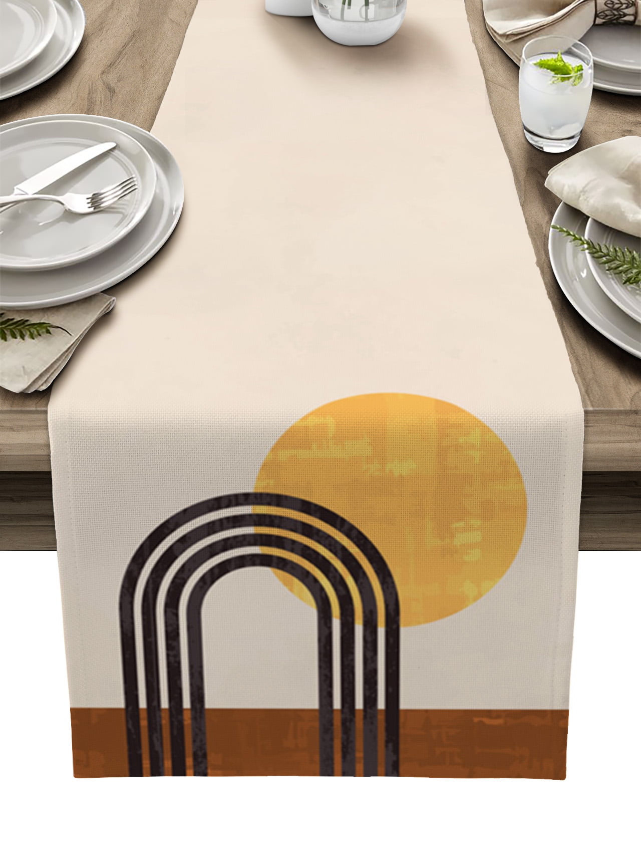 Nordic Abstract Gouache Dining Table Runner Country r Anti-stain Table ...