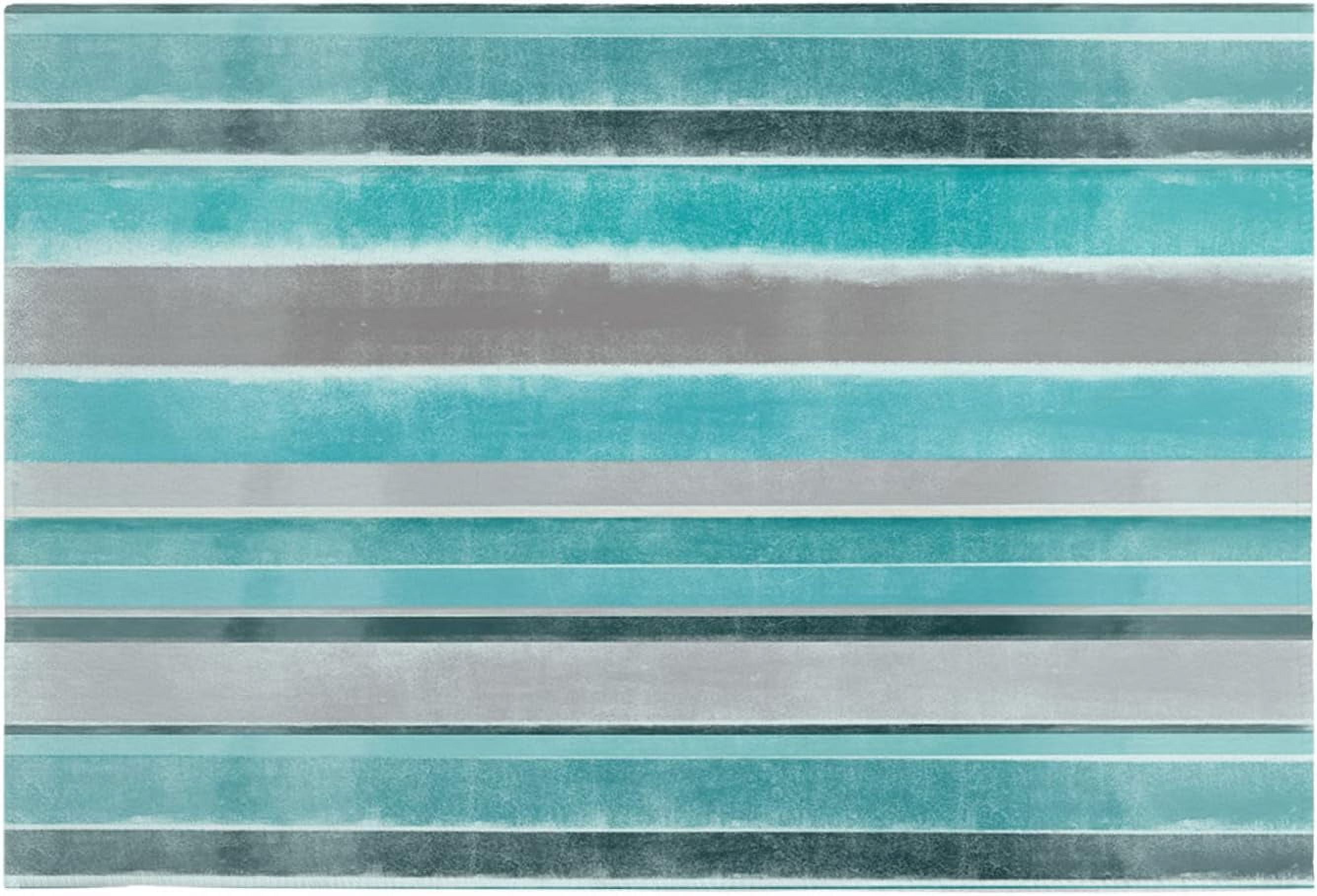 Nordic Abstract Texture Turquoise Gray Gradient Stripes Indoor Doormat ...