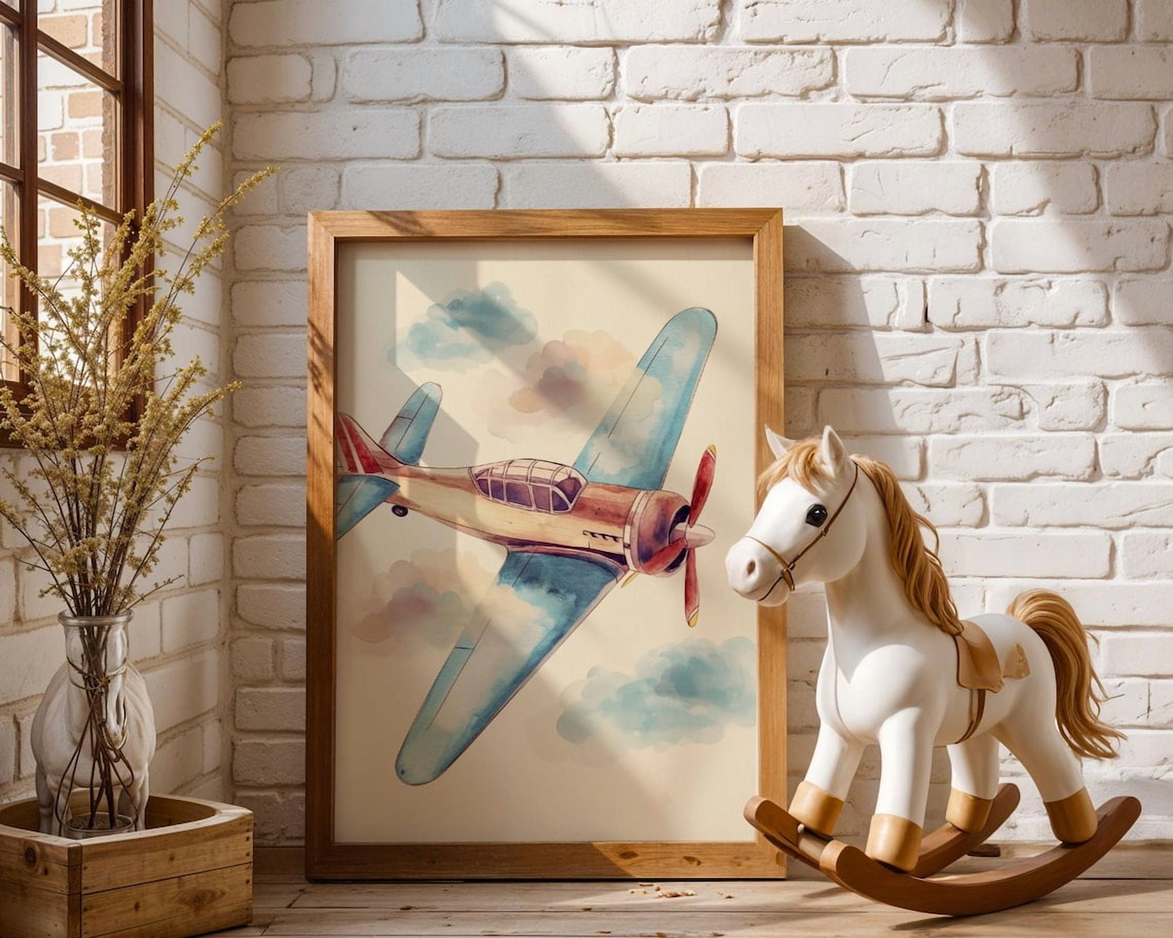 Nordic Airplane Poster Wall Art, Minimal Aviation Illustration For ...