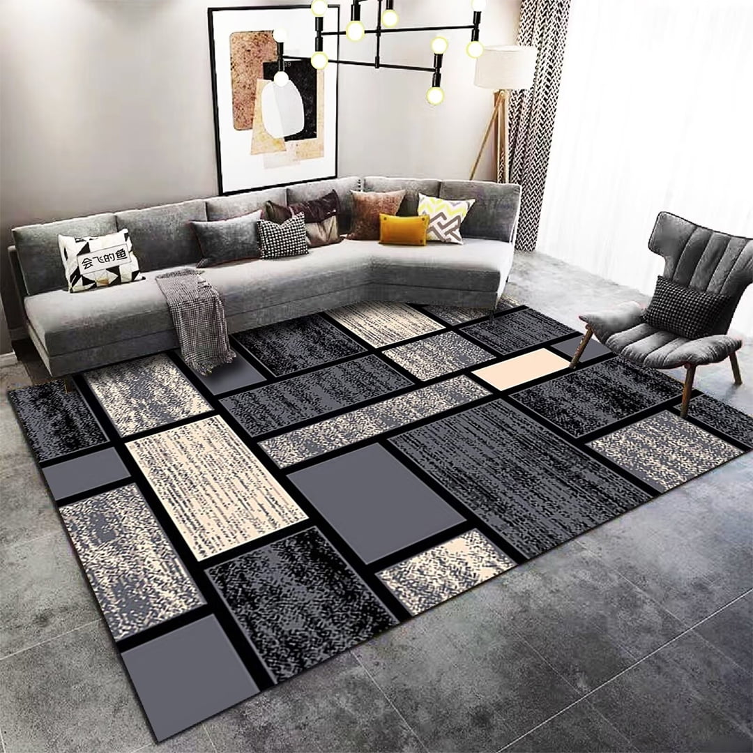 Nordic Black Geometric Living Room Carpet Modern Light Luxury Large ...