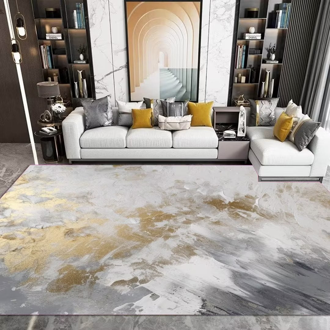 Nordic Black Gold Light Luxury Carpets Abstract Art Large Rugs for ...