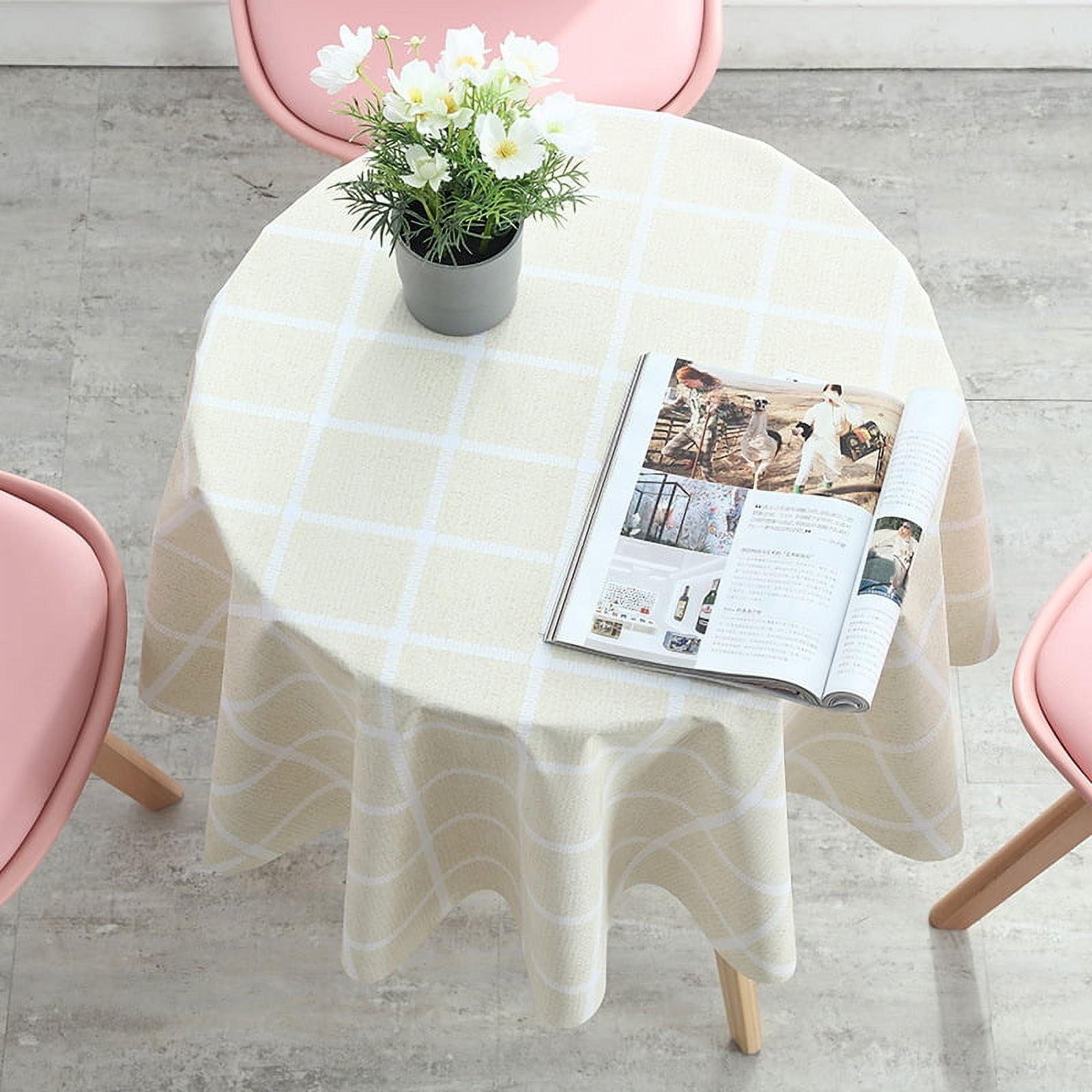 Nordic Black and White Plaid Simple Round Table Tablecloth Living Room ...
