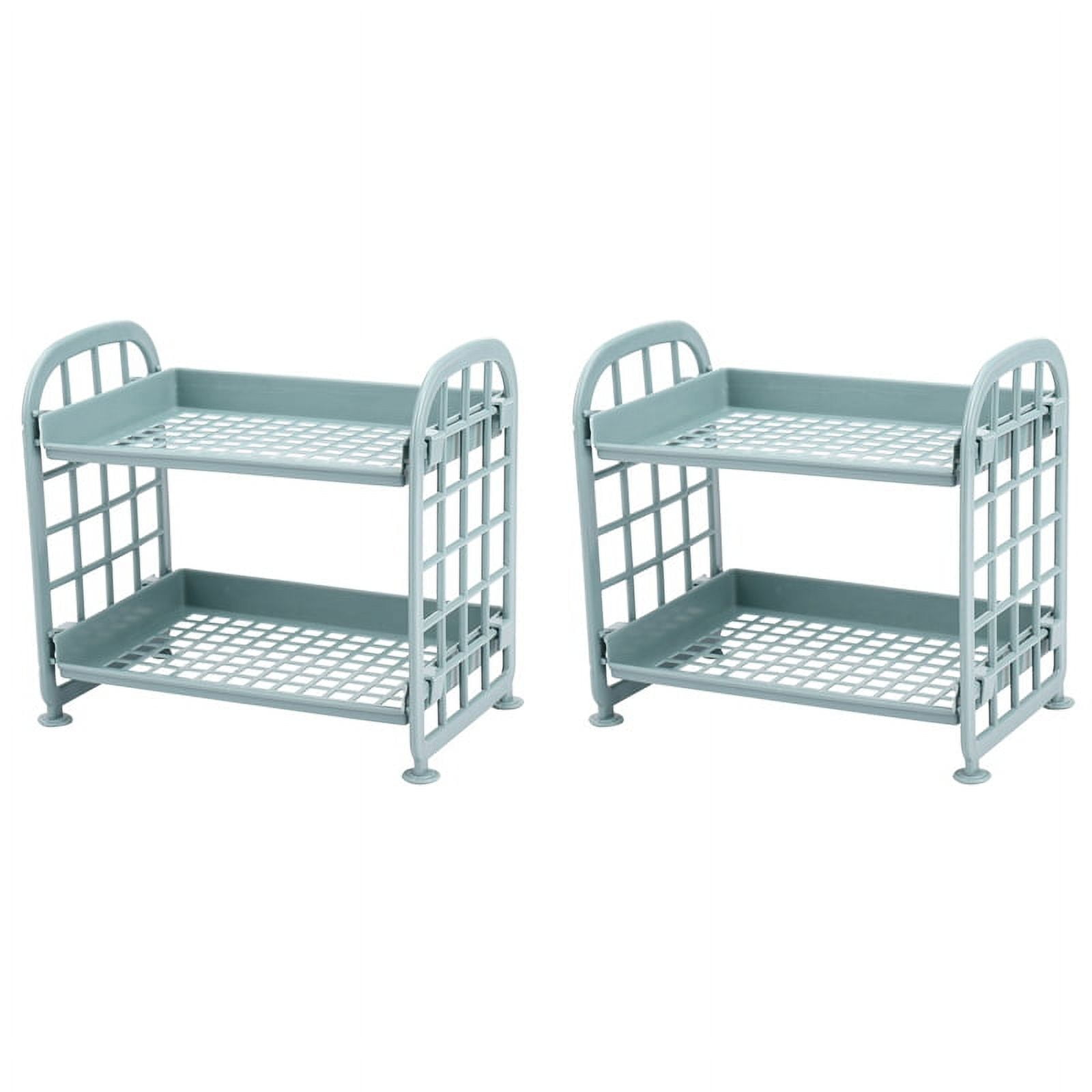 Nordic Blue 2 Tier Plastic Storage Shelf, Small, Kitchen and Bathroom ...