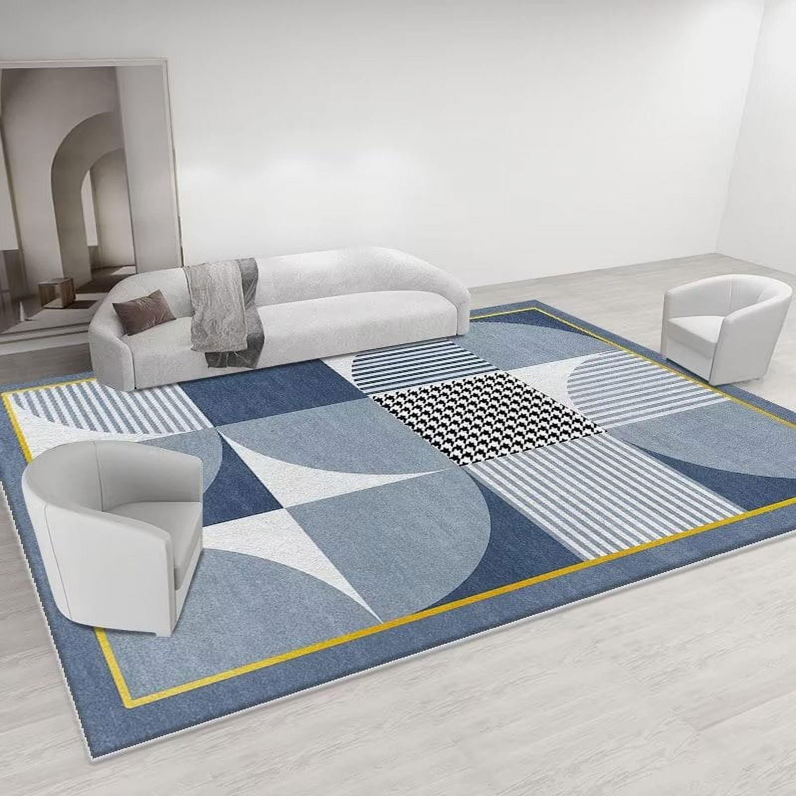 Nordic Blue Geometry Carpet for Living Room Minimalism Large Carpets ...