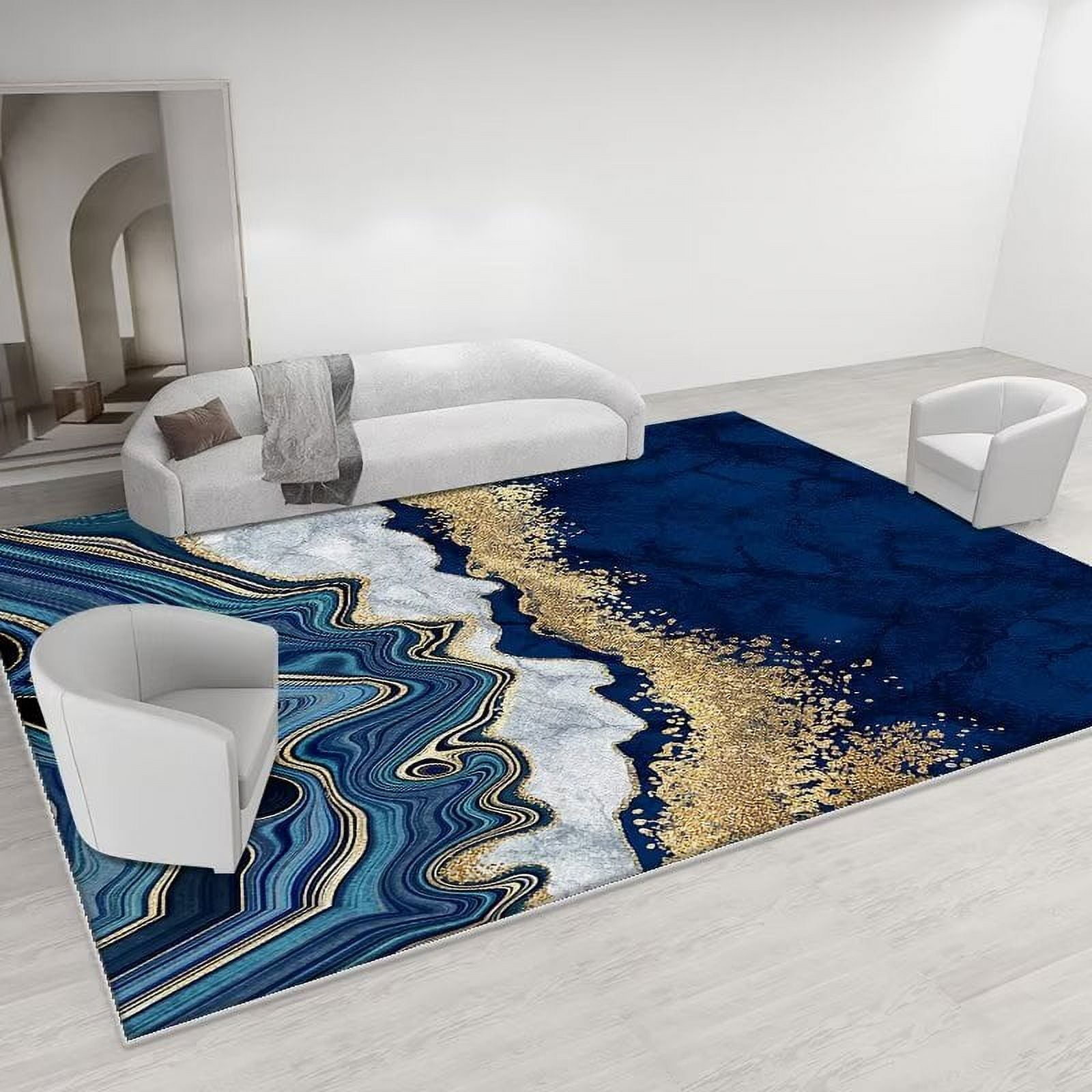 Nordic Blue Geometry Carpet for Living Room Minimalism Large Carpets ...