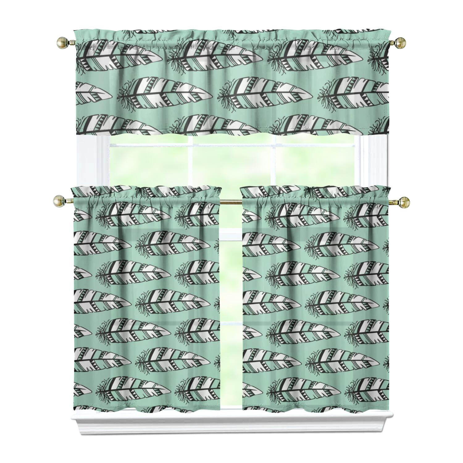 Nordic Bohemian Kitchen Curtain Set Boho Tier and Valance Vintage ...