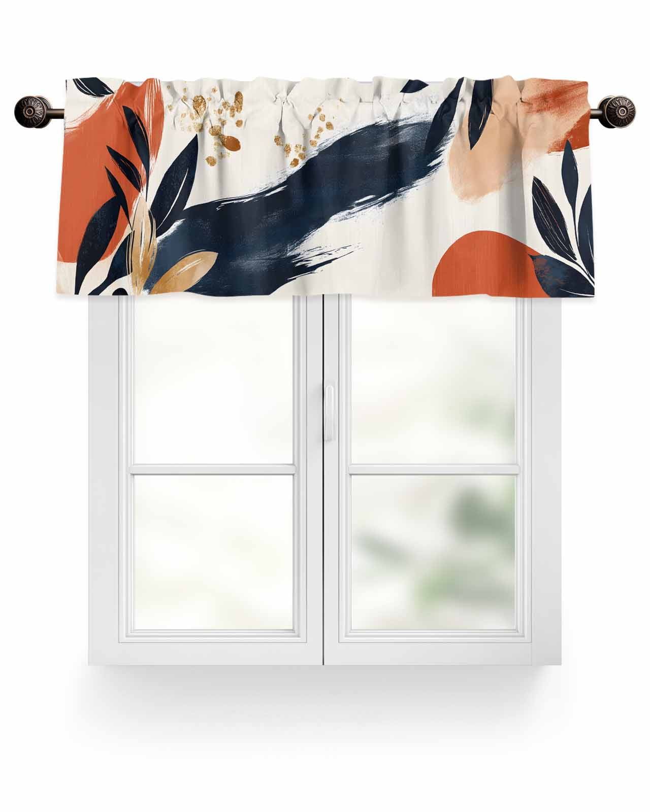 Nordic Bohemian Valances for Windows Abstract Minimalist Leaf Plant ...