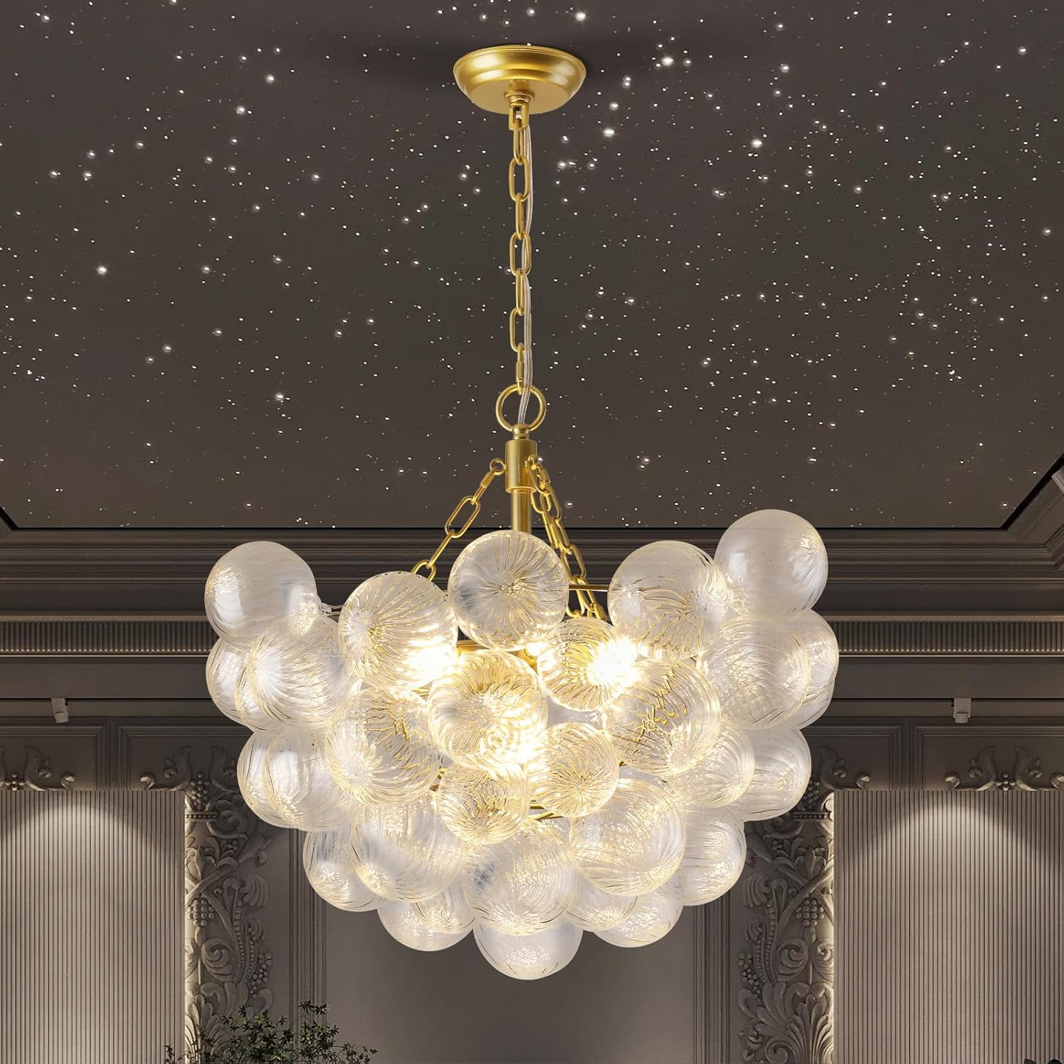 Nordic Bubble Ball Swirled Glass Chandelier with 8*G9 Bulbs, 3000K, 5W ...