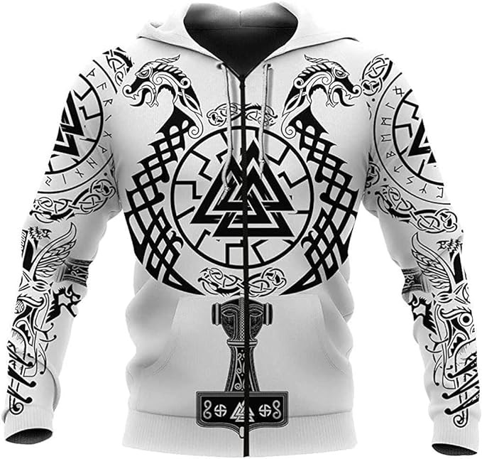 Nordic Celtic Knot Thor's Hammer Viking Dragon Harajuku Sweatshirt Unisex Vikings 3D Print ...
