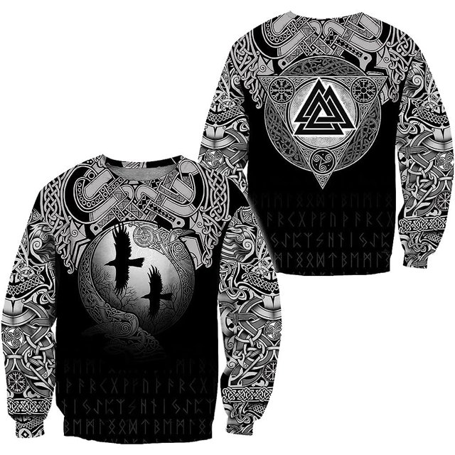 Nordic Chain Wrap Tree Of Life Celtic Knot Vegvisir Rune Sweatshirt Unisex Viking 3D Printed ...