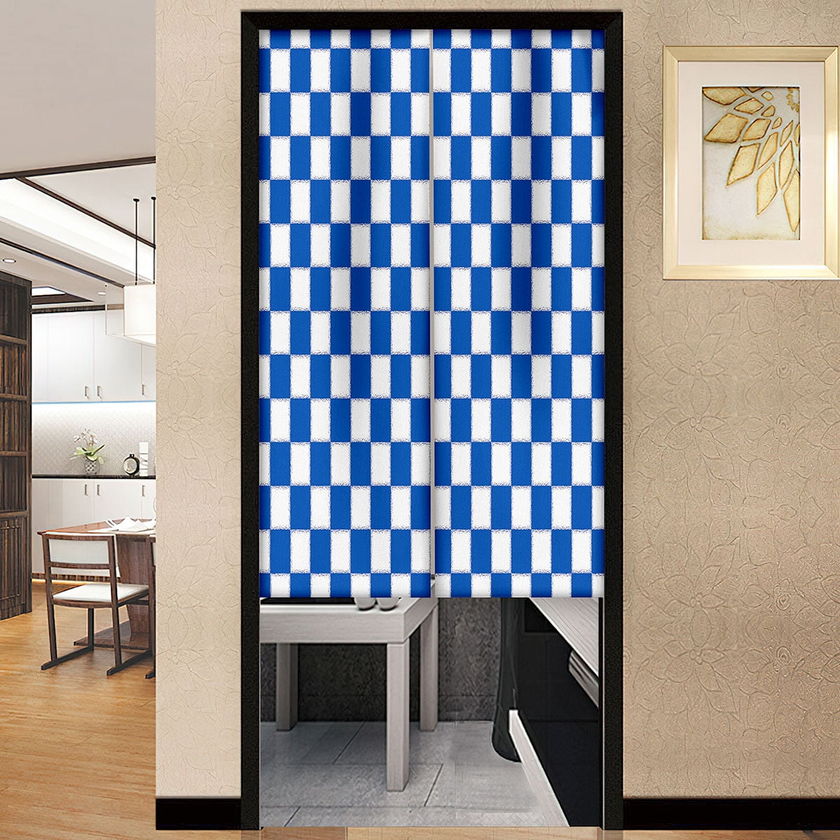 Nordic Checkerboard Door Curtains Kitchen Bedroom Partition Curtain ...