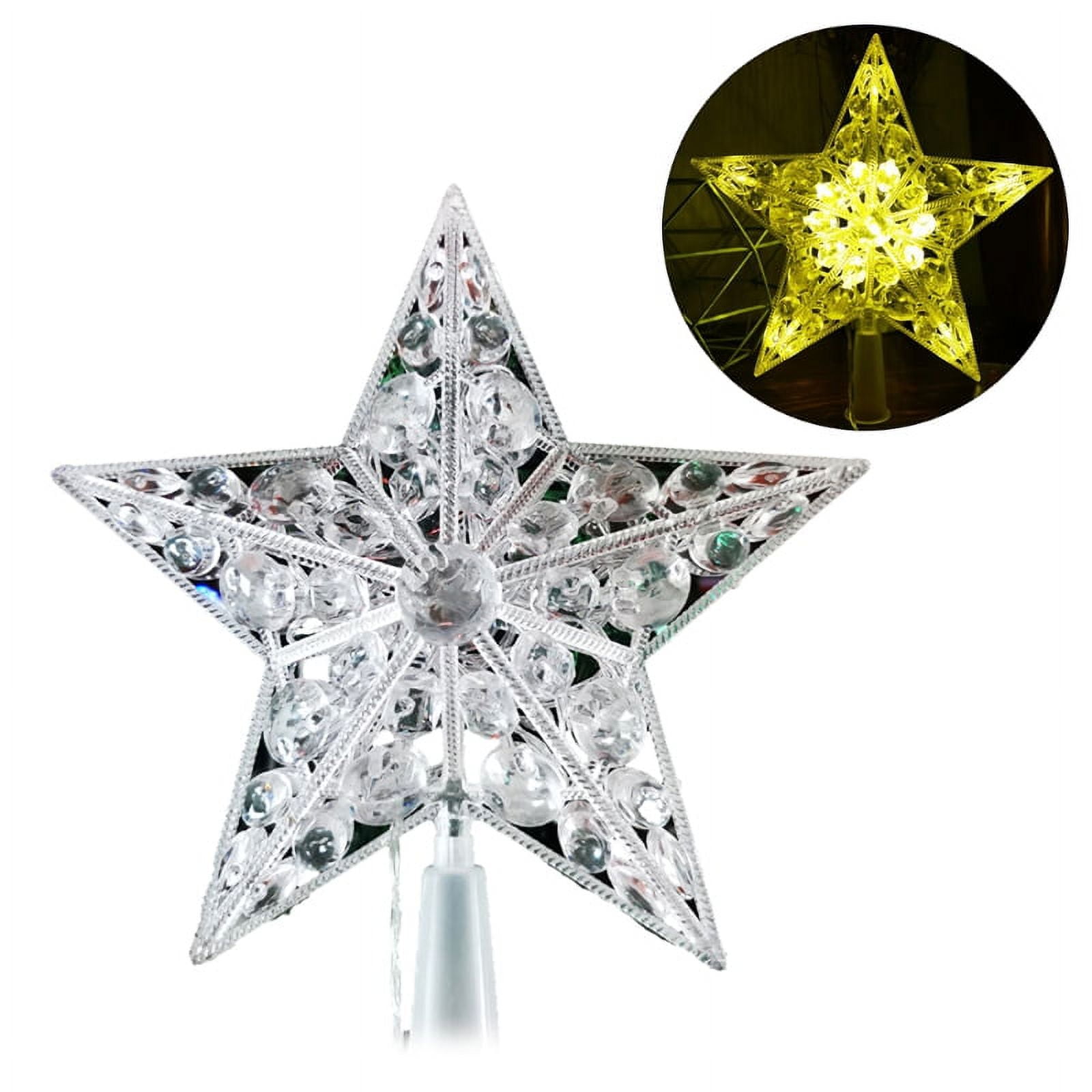 Nordic Christmas Tree Topper Star with LED Light Battery Crystal Bead ...