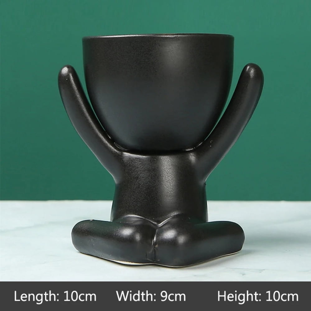 Nordic Creative Cute Tree Man Pot Ceramic Cartoon People Body Flower ...