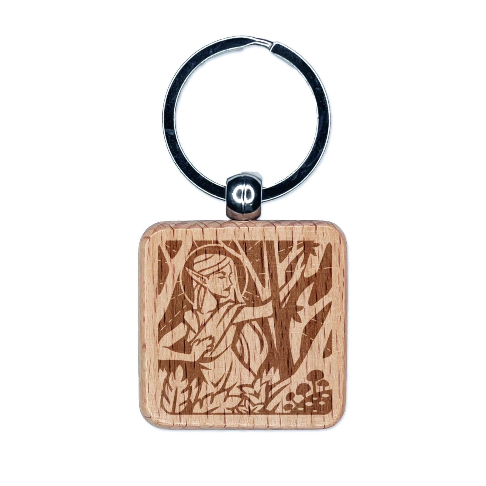 Nordic Elf Woman Mythology Fantasy Square Keychain Charm Tag - Engraved ...