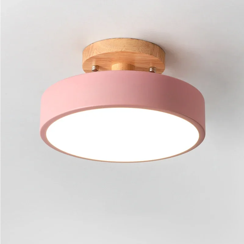 Nordic Entrance Hallway Ceiling Lamps Balcony Wood Round Cloakroom ...