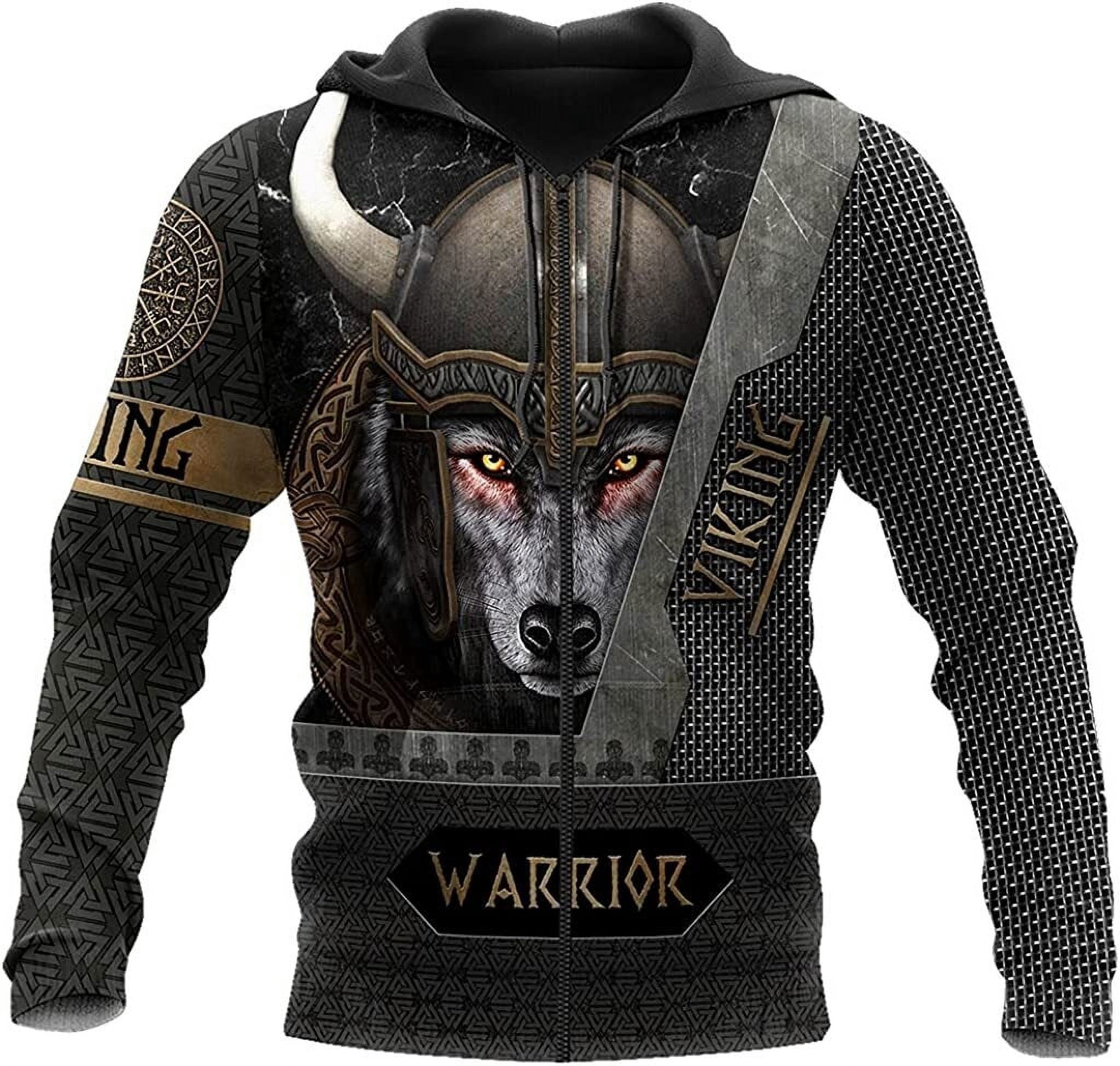 Nordic Fenrir Wolf Awe Helmet Vegvisir Sweatshirt Unisex Viking 3D ...