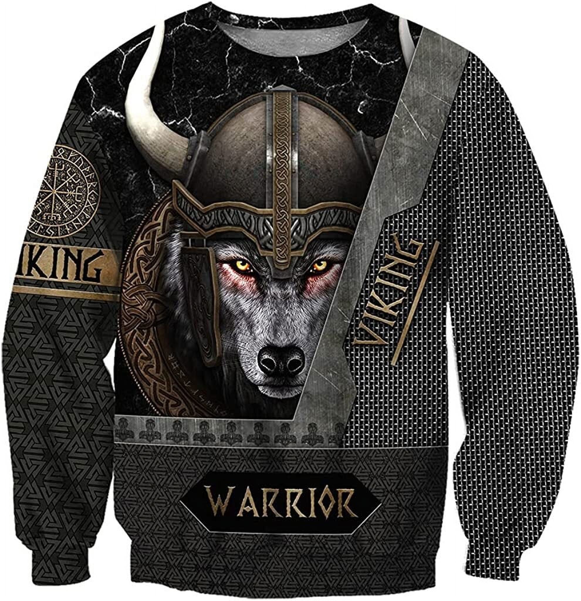 Nordic Fenrir Wolf Awe Helmet Vegvisir Sweatshirt Unisex Viking 3D Printed Tattoo Zipper ...