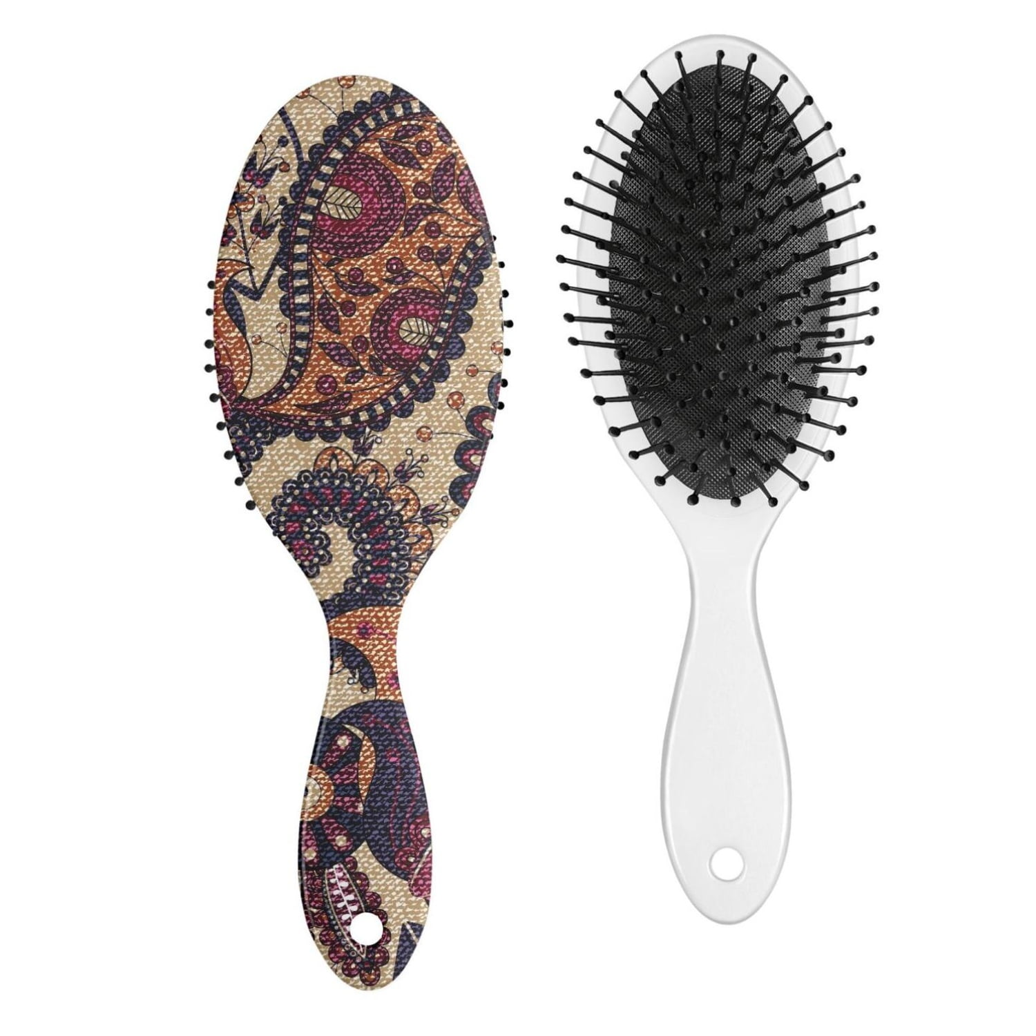 Nordic Floral Hair Brush, Bohemian Artistic Paddle Comb for Women and ...