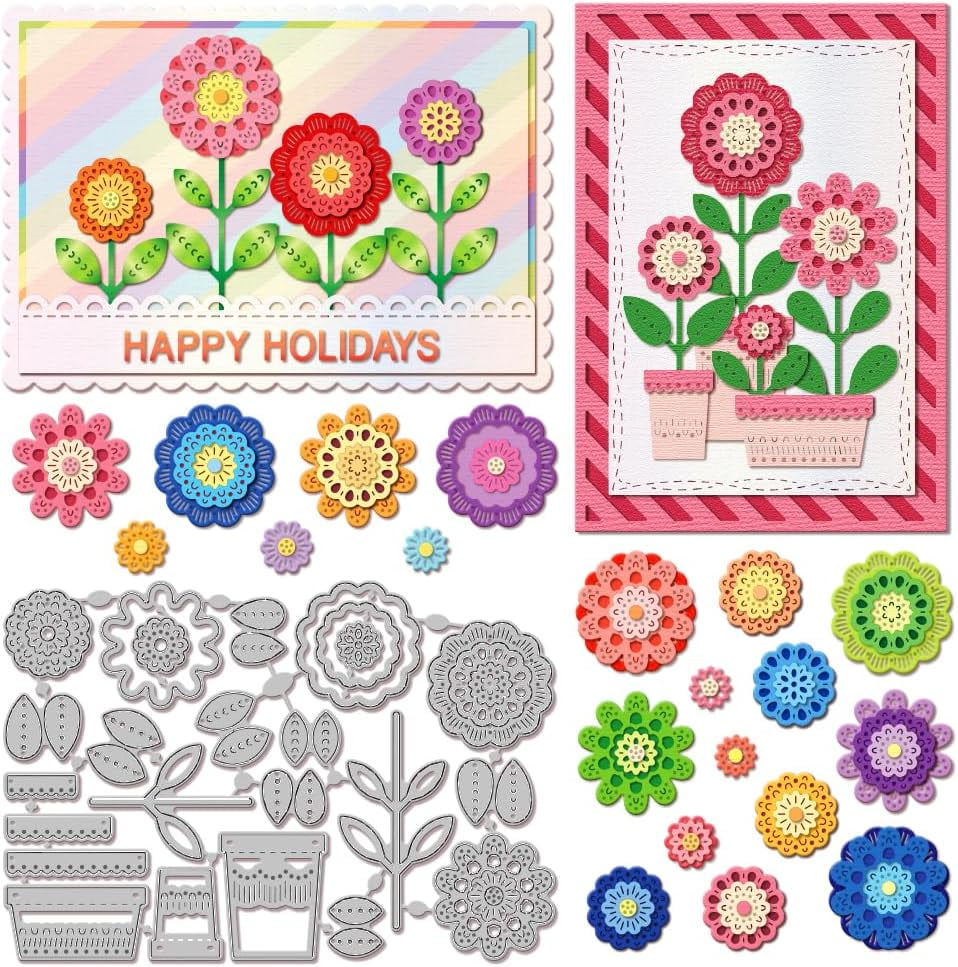Nordic Flower Pot Cutting Dies for Card Making Metal Die Cuts 3D ...