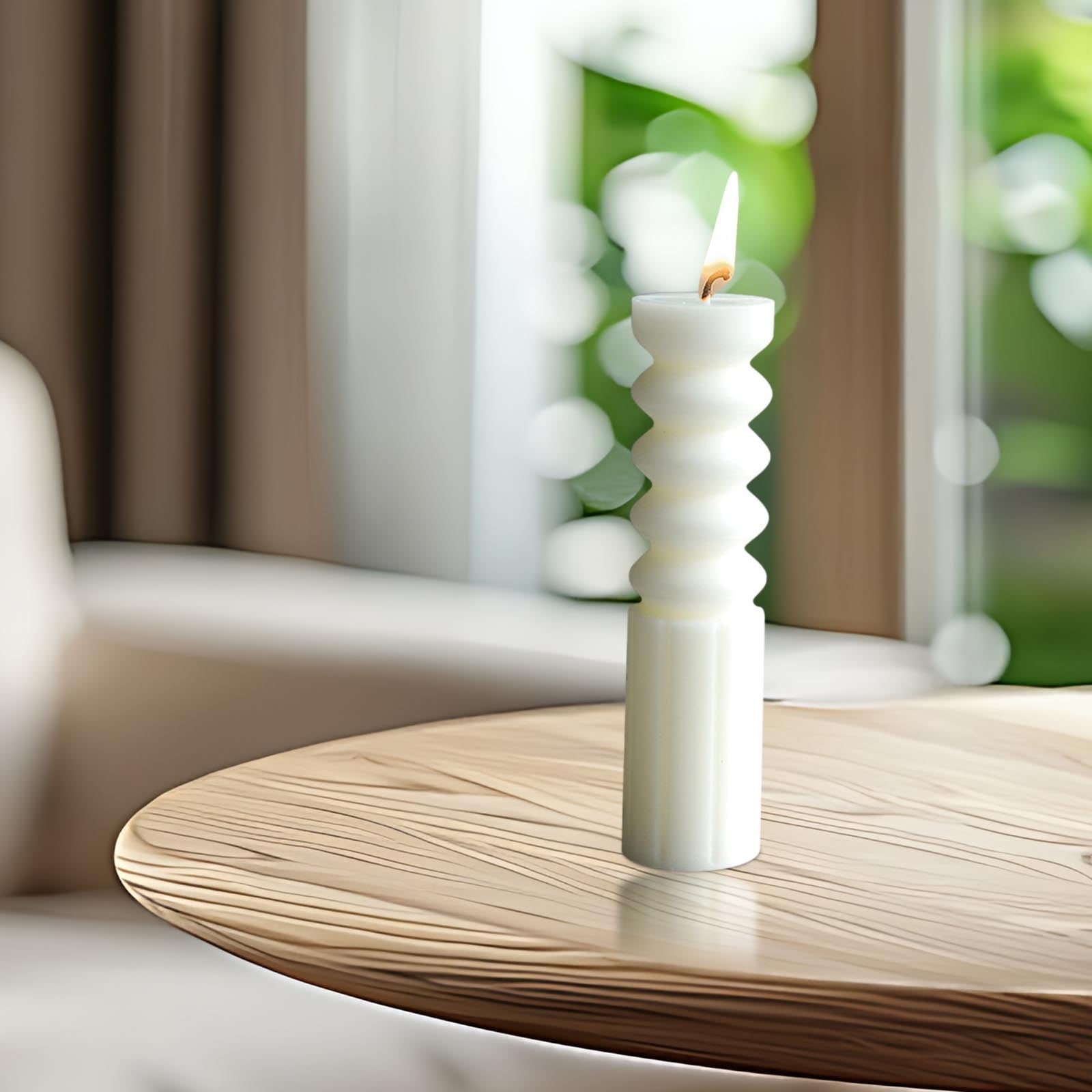 Nordic Geometric Candle, White Aroma Candle, Columnar Shape Candle ...