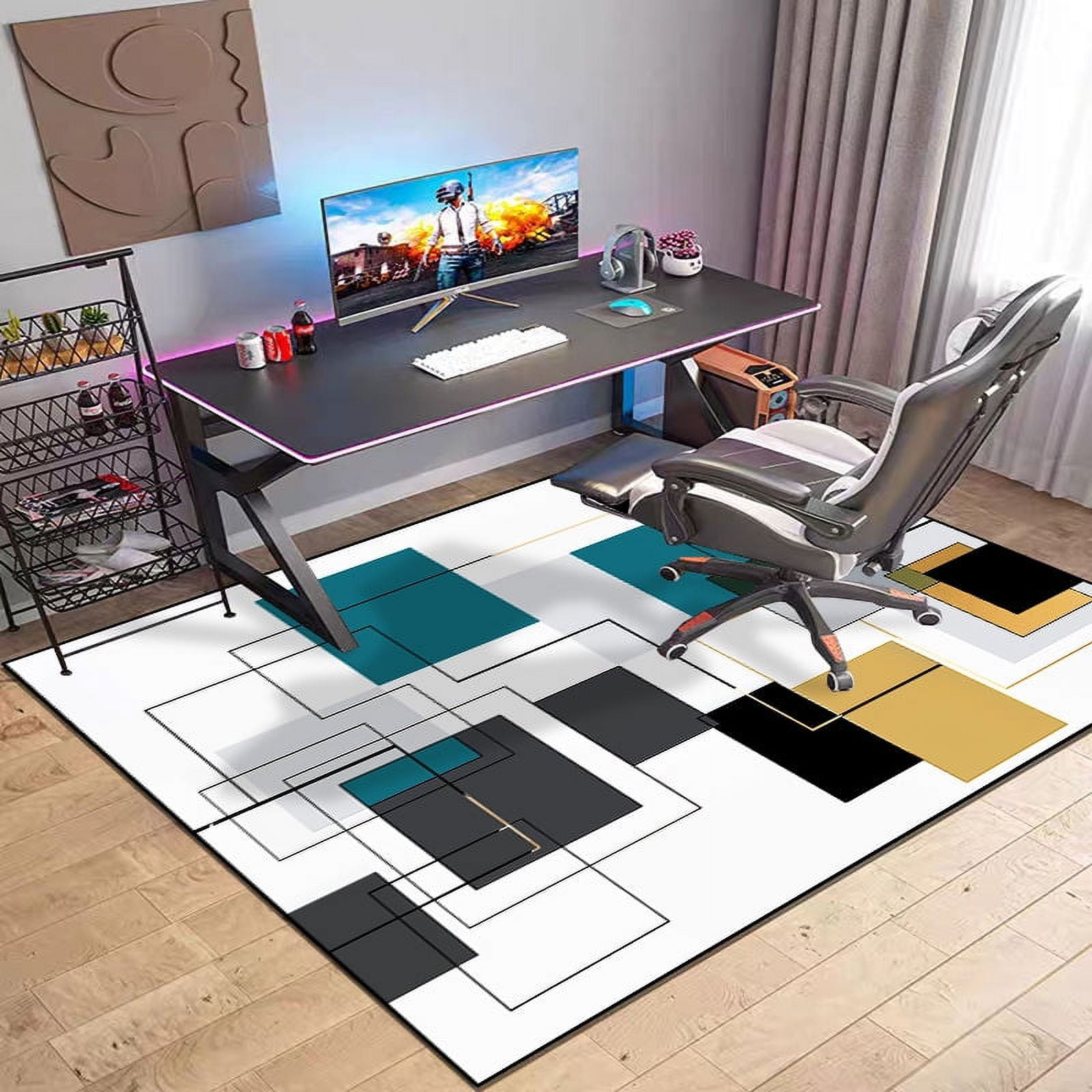 Nordic Geometric Chair Mat for Study Room Modern Carpet Living Room ...