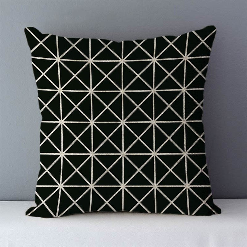 Nordic Geometric Linen Pillowcase Colorful Line Patchwork Cushion Cover ...