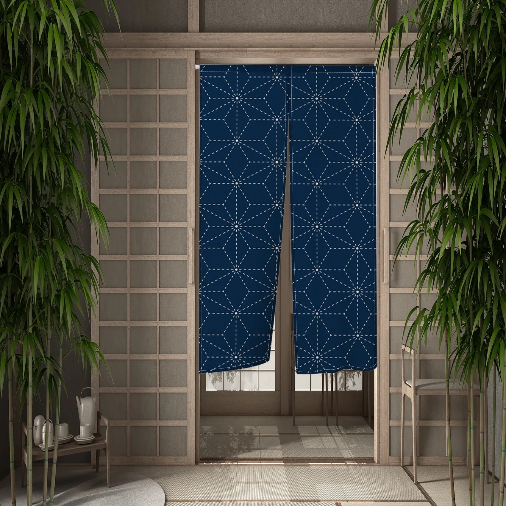 Nordic Geometric Print Door Curtain Linen for Restaurant Cafe Kitchen ...