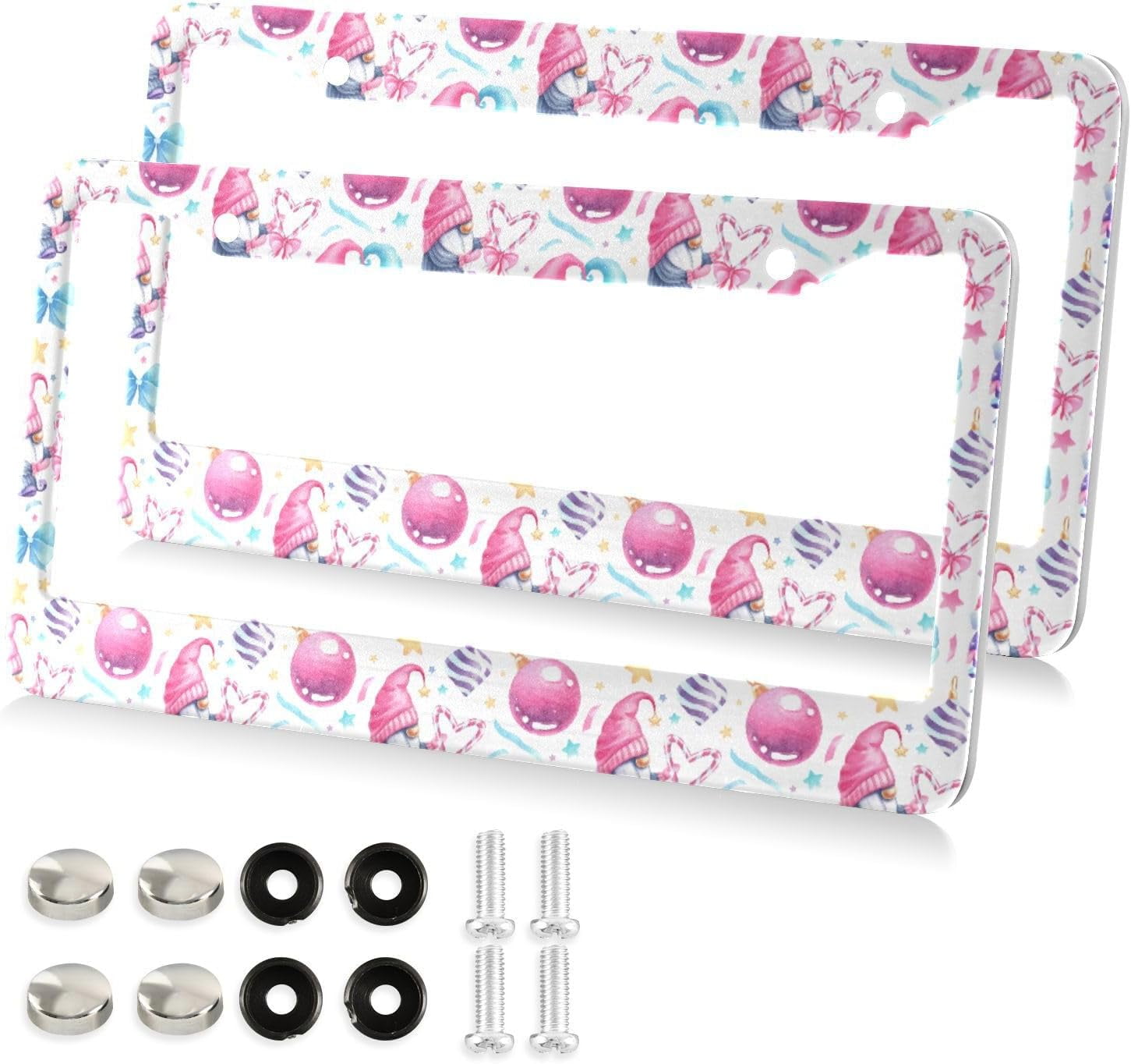 Nordic Gnomes License Plate Frame - 2 Pack Universal Stainless Steel ...