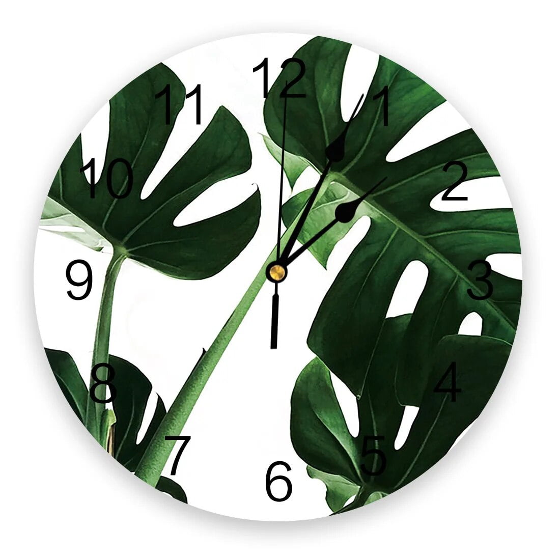 Nordic Green Tropical Palm Leaves Wall Clocks Silent Home Cafe Office ...