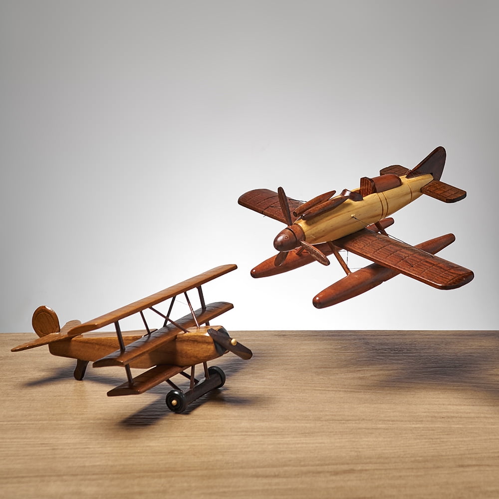 Nordic Home Decor Interior Wooden Airplane Sculptures and Statuettes ...