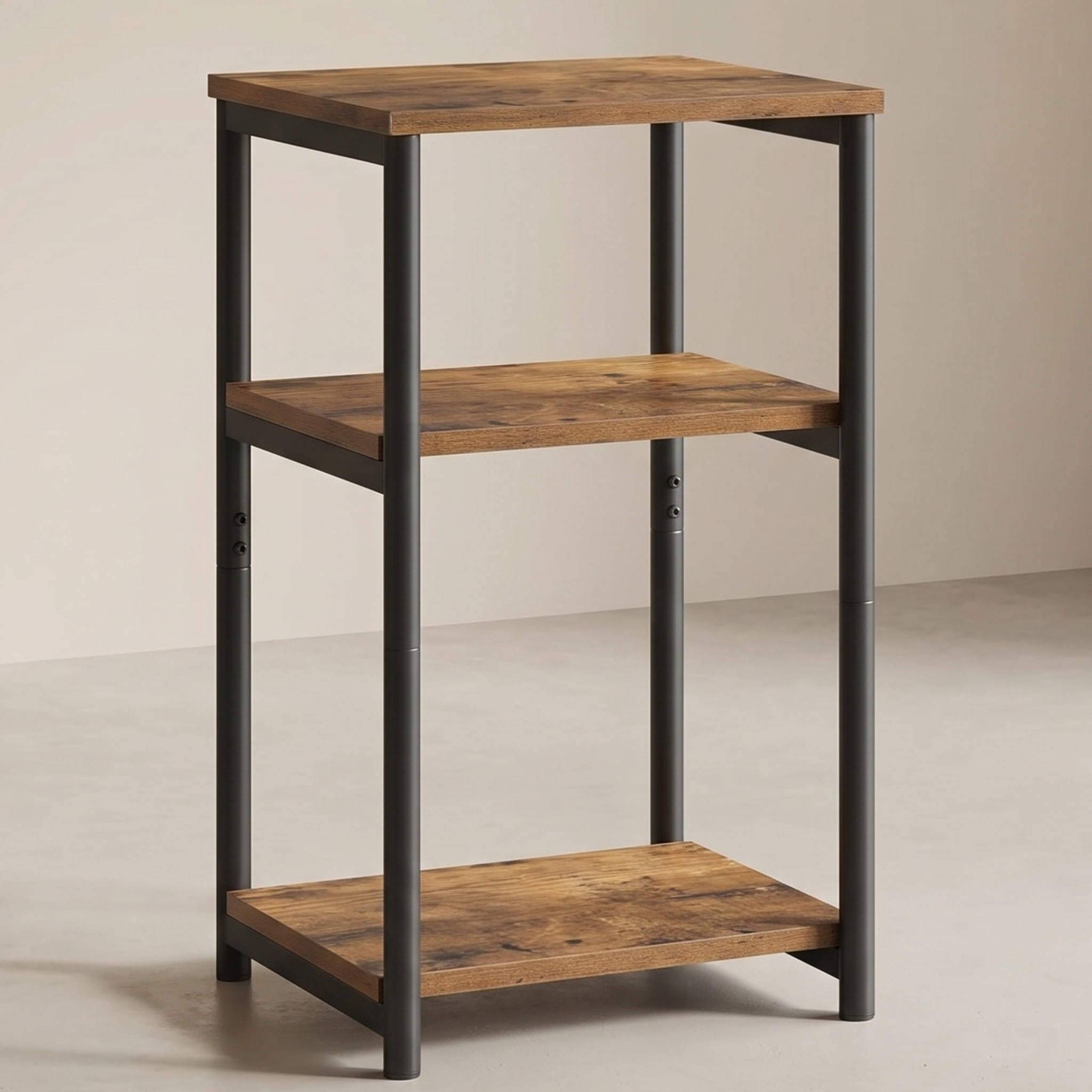 Nordic Hygge 2-Tier Industrial End Table, Rustic Brown and Ink Black ...