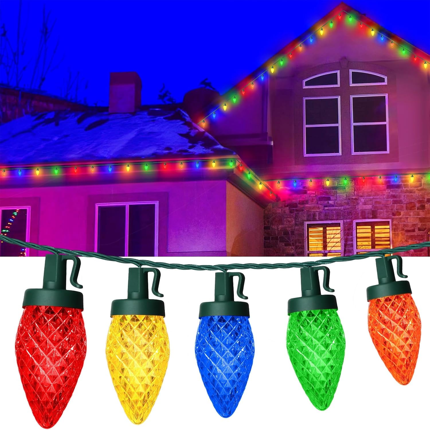 Nordic Hygge 34FT 50 Bulbs Outdoor Christmas Decorations for House ...