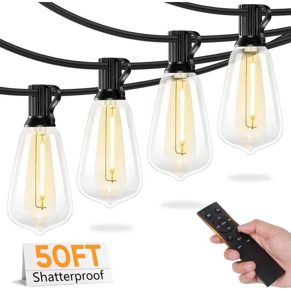 Nordic Hygge 50FT Outdoor String Lights with Remote, LED String Lights ...