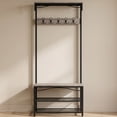 Nordic Hygge 70.3 in. Industrial Hall Tree with Shoe Bench & Storage ...