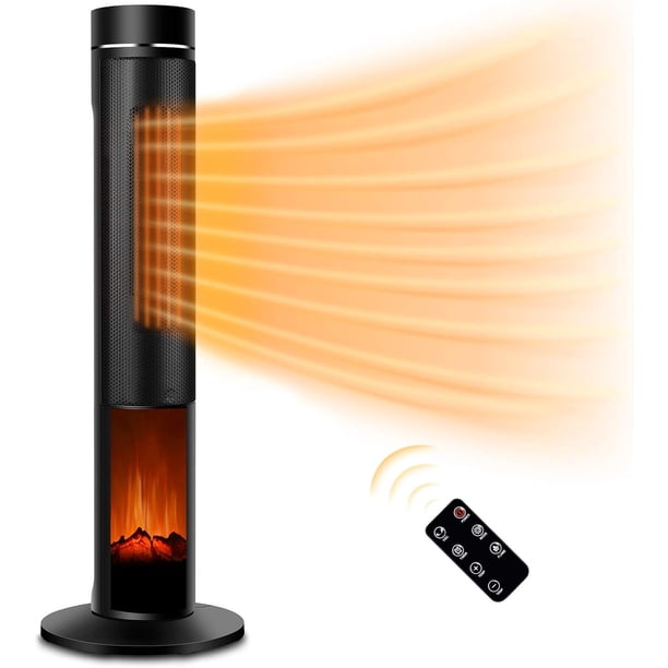 Nordic Hygge Ceramic Tower Space Heater, 3D Realistic Flame ...