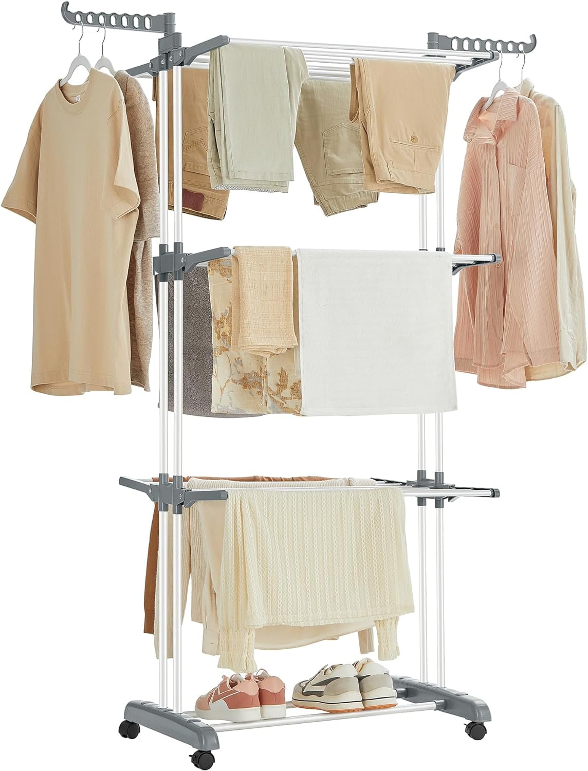 Nordic Hygge Foldable Laundry Drying Rack 67.7-Inch Tall Stainless ...