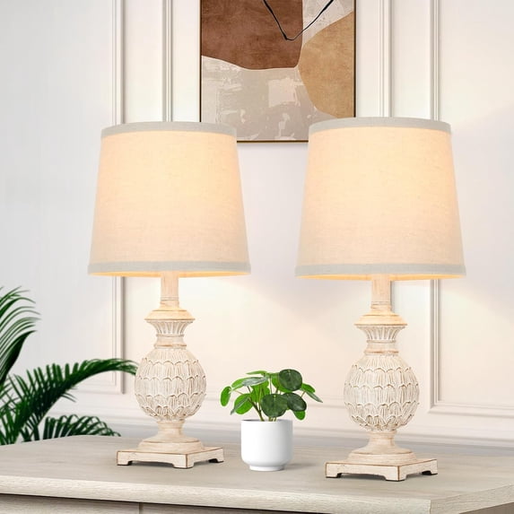 Nordic Hygge 18.5" Table Lamps for Bedroom Set of 2, Farmhouse Rustic ...