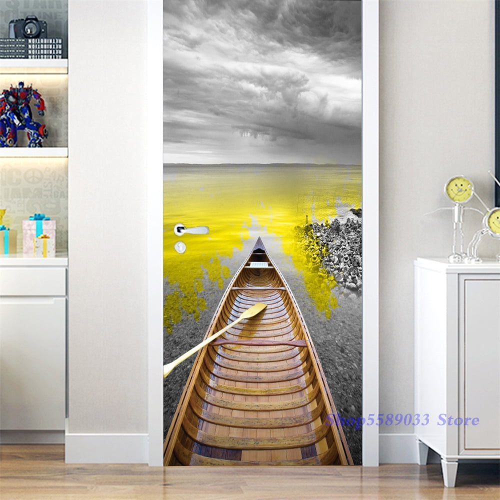 Nordic Interior Door Wallpaper PVC Self-adhesive Waterproof Sticker For ...