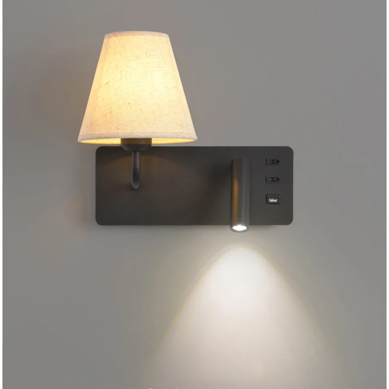 Nordic LED Wall Lamp Modern with Switch USB Wall Light Indoor Light ...