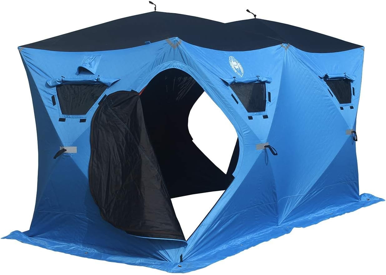 Nordic Legend 4-9 Person Portable Ice Fishing Shelter with 2 Big Doors ...