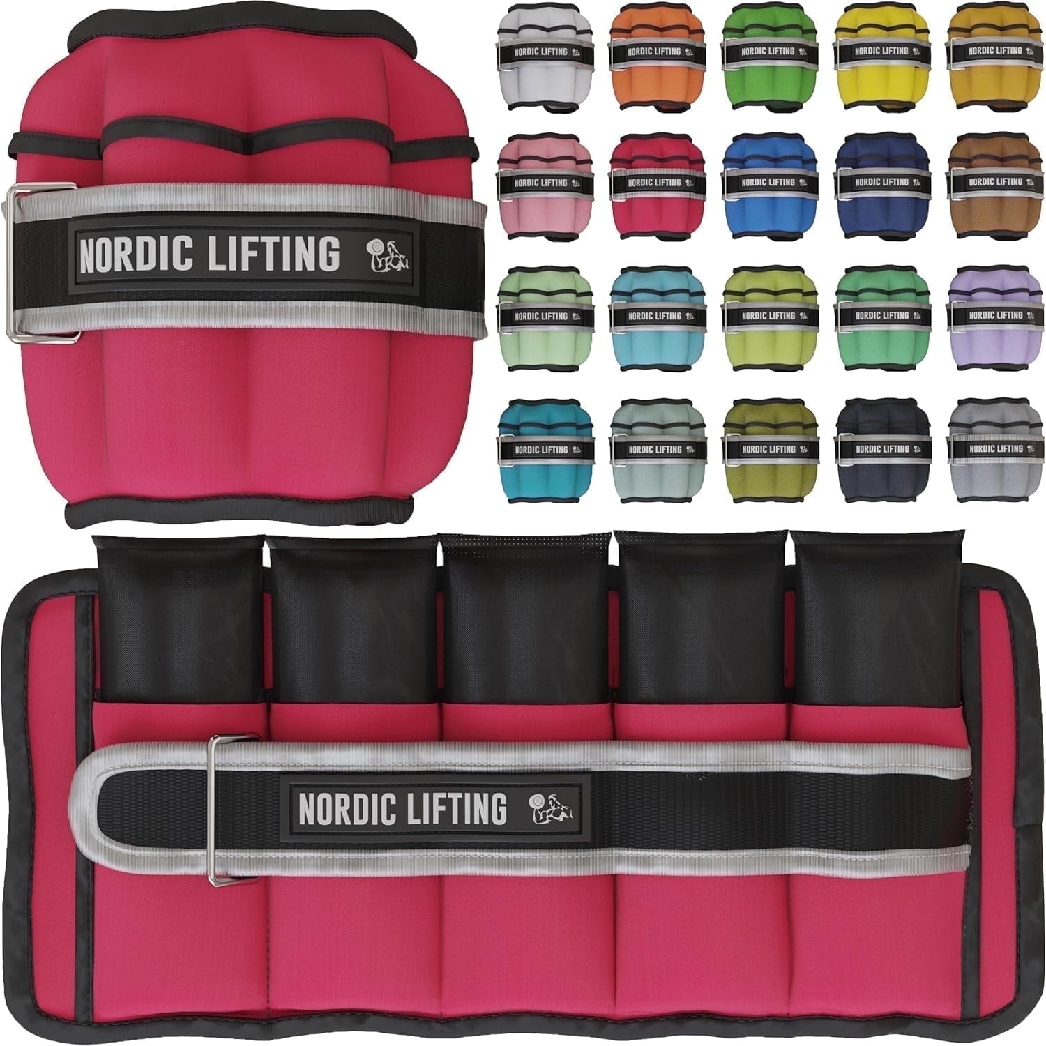 Nordic Lifting Adjustable Ankle Weights, Cherry Red, 2-10 Lbs Pair ...