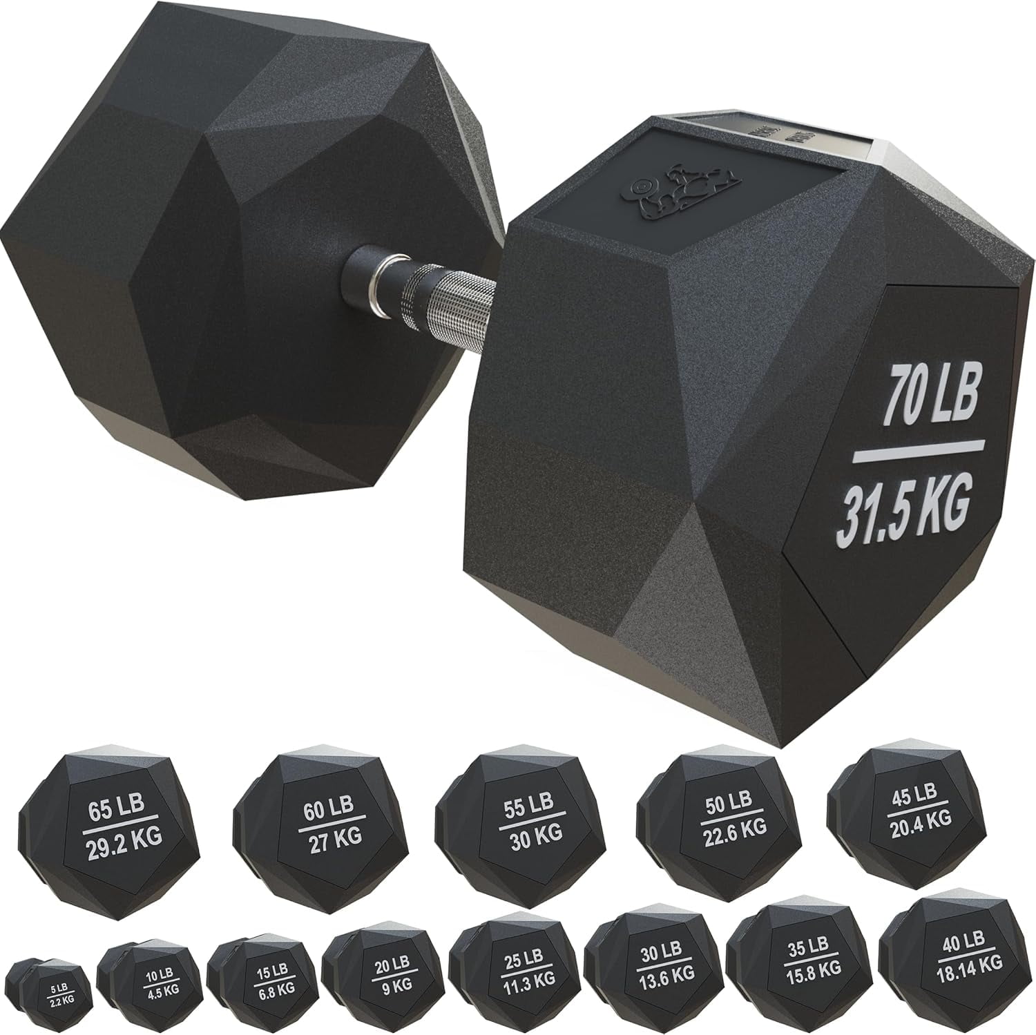 Nordic Lifting 70 lb Prism Dumbbell – Rubber Encased Cast Iron Strength ...