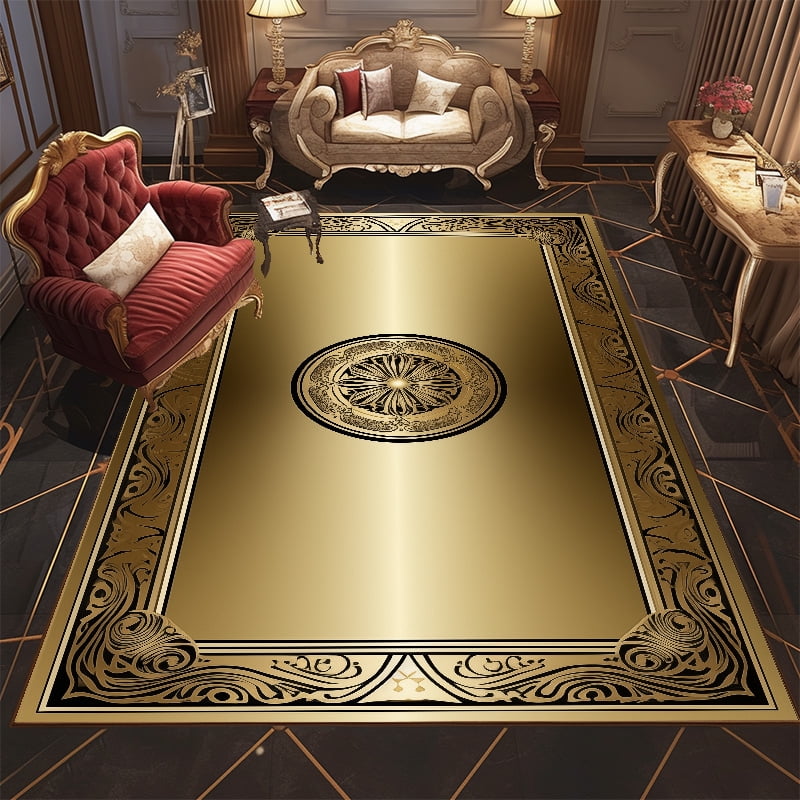 Nordic Luxury Carpet Gold Flannel Large Living Room Mat Home ration ...