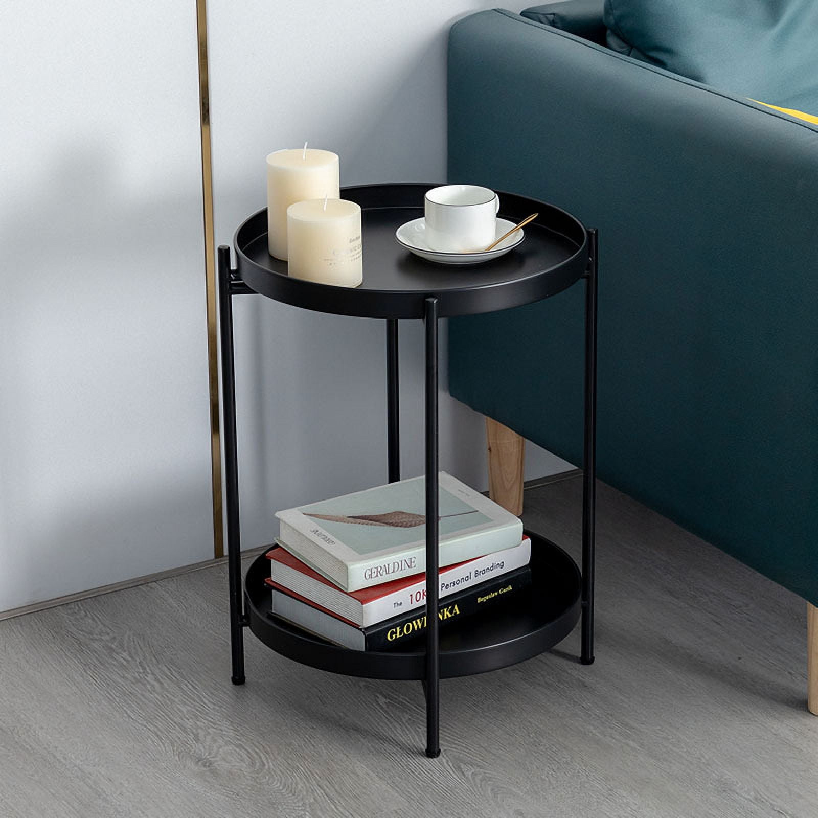 Nordic Luxury Iron Double-Layer Coffee Table Bedroom Living Room Sofa ...