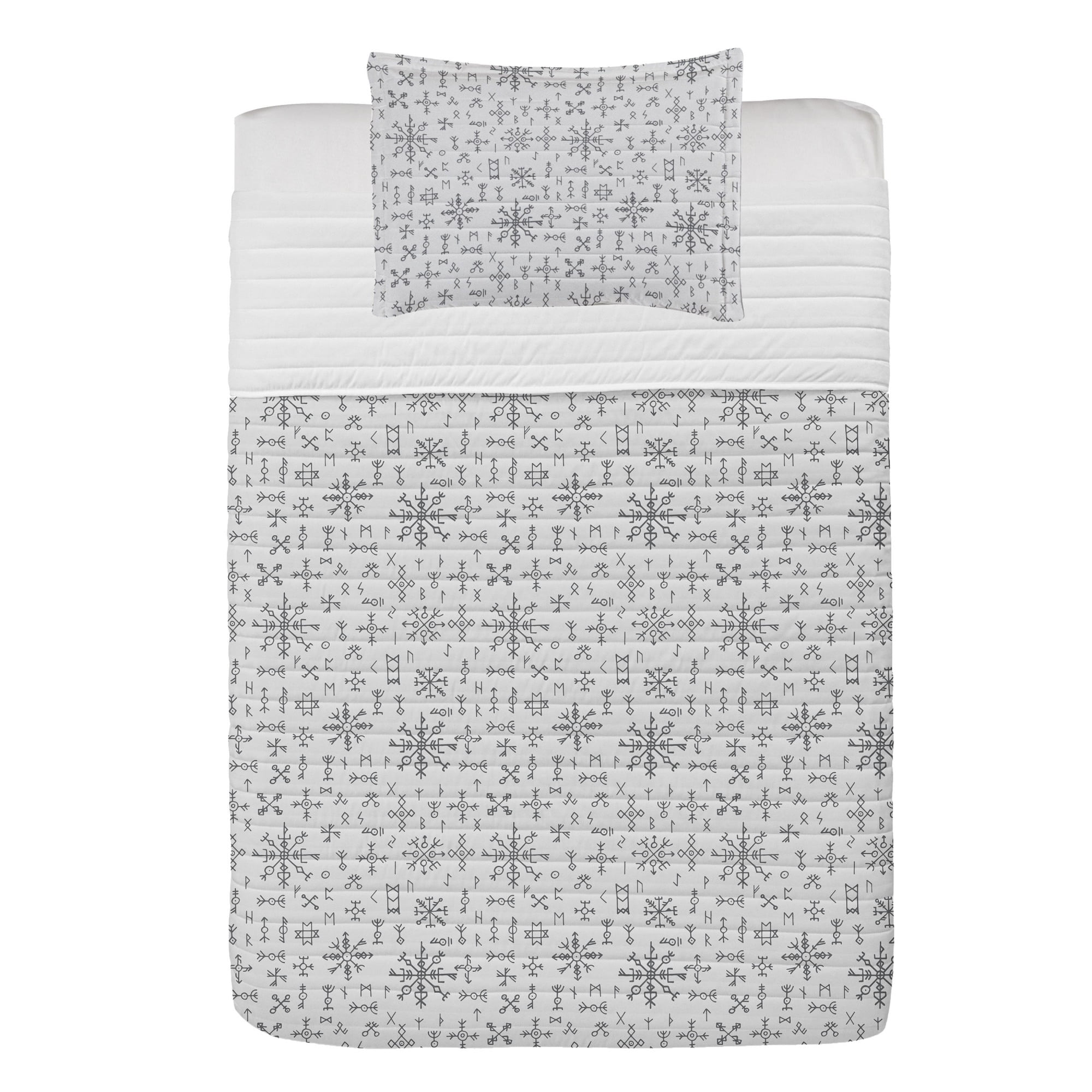 Nordic Microfiber Bedspread Set, Viking Runes and Talismans ...