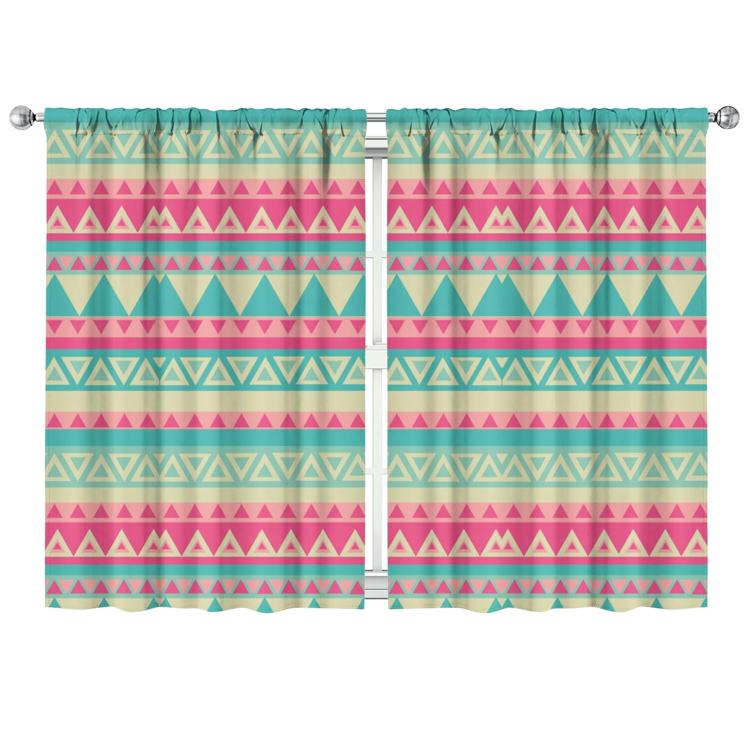 Nordic Minimalist 2-Piece Café Curtains - Symmetrical Geometric Pattern ...