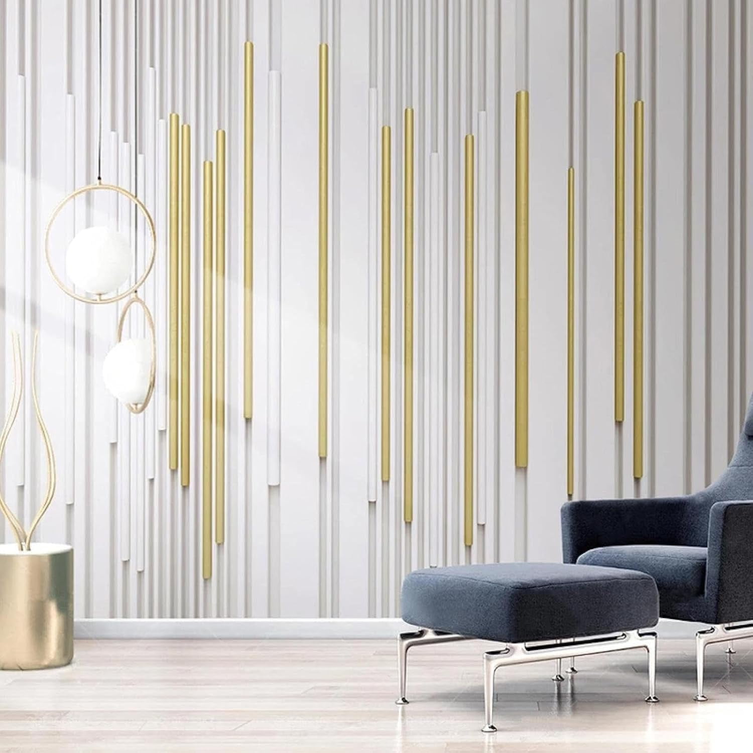 Nordic Modern Lines Wall Murals Wallpaper, Abstract Stereo Golden ...