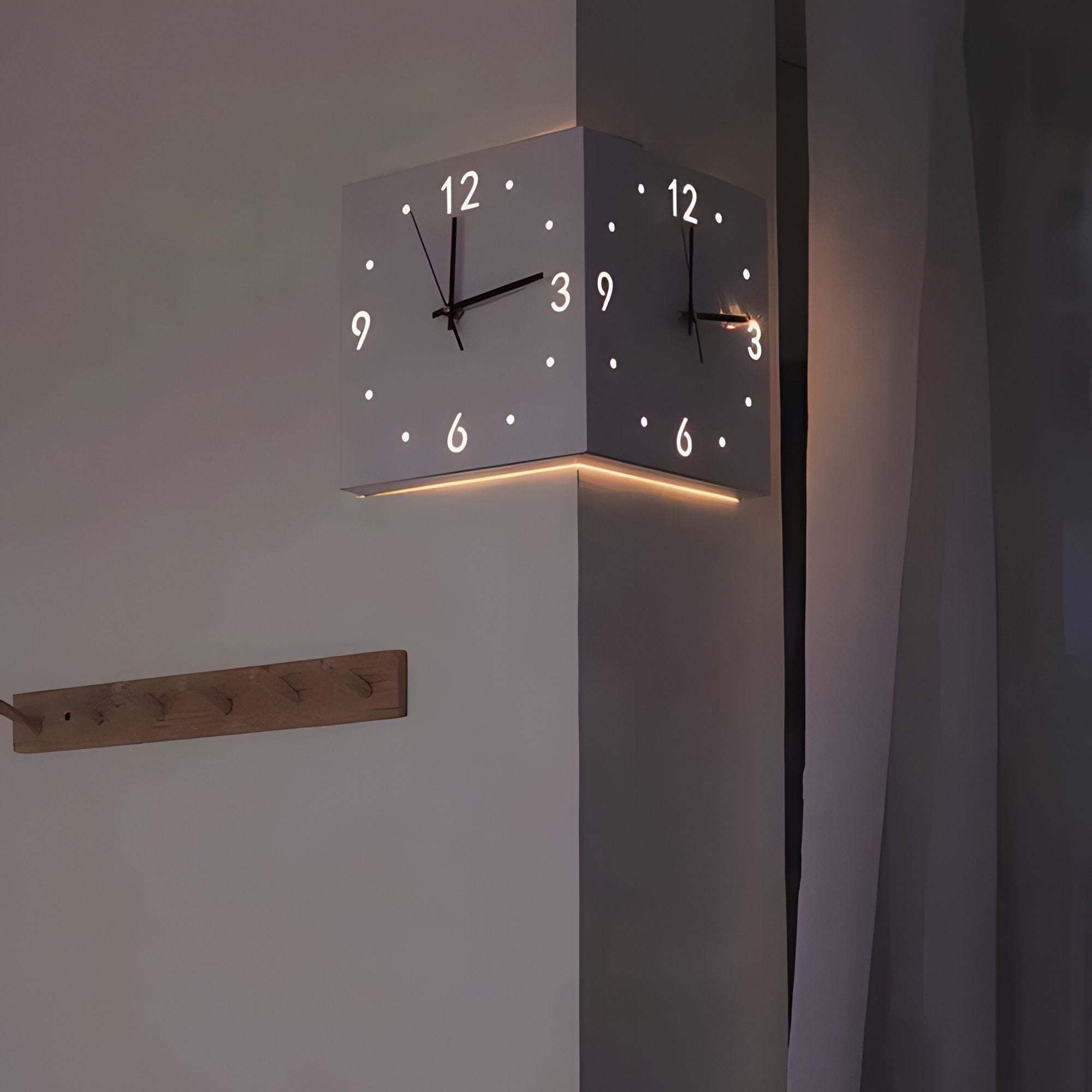 Nordic Modern Square Wall Clock, Sleek Glass Corner Clock for Office ...
